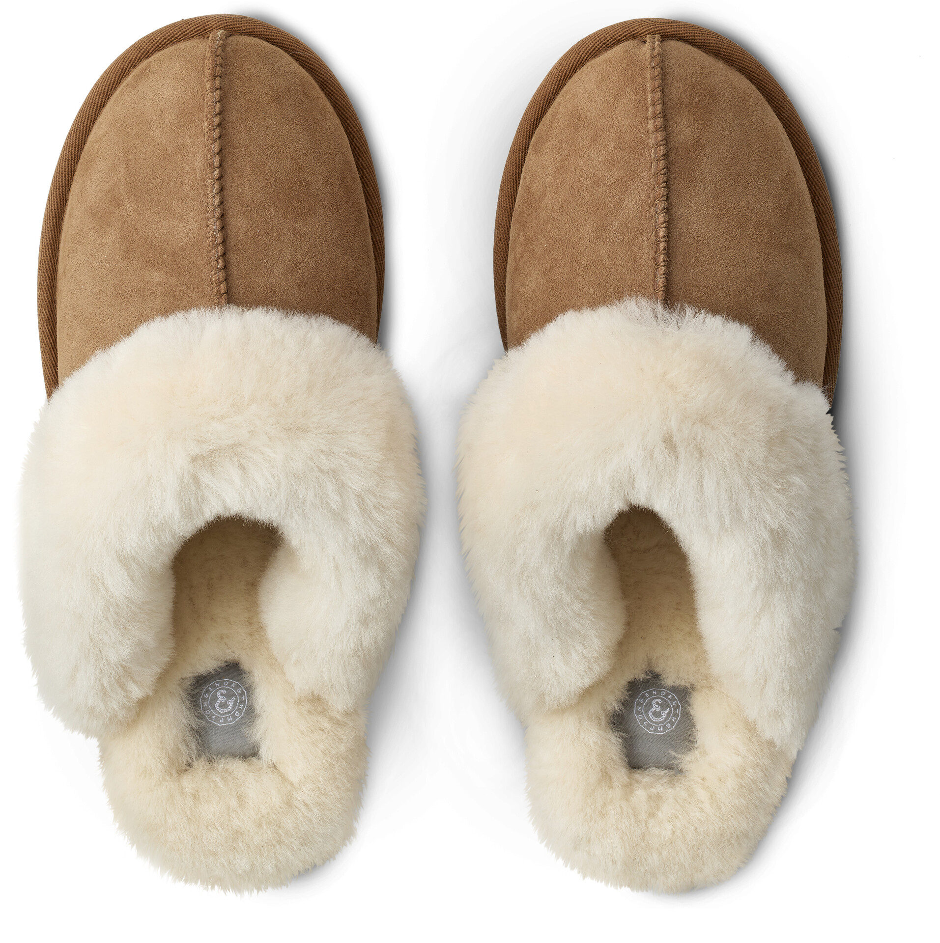 Trysil Tofflor, fårskinn kastanj/vit, 1 par | Mio